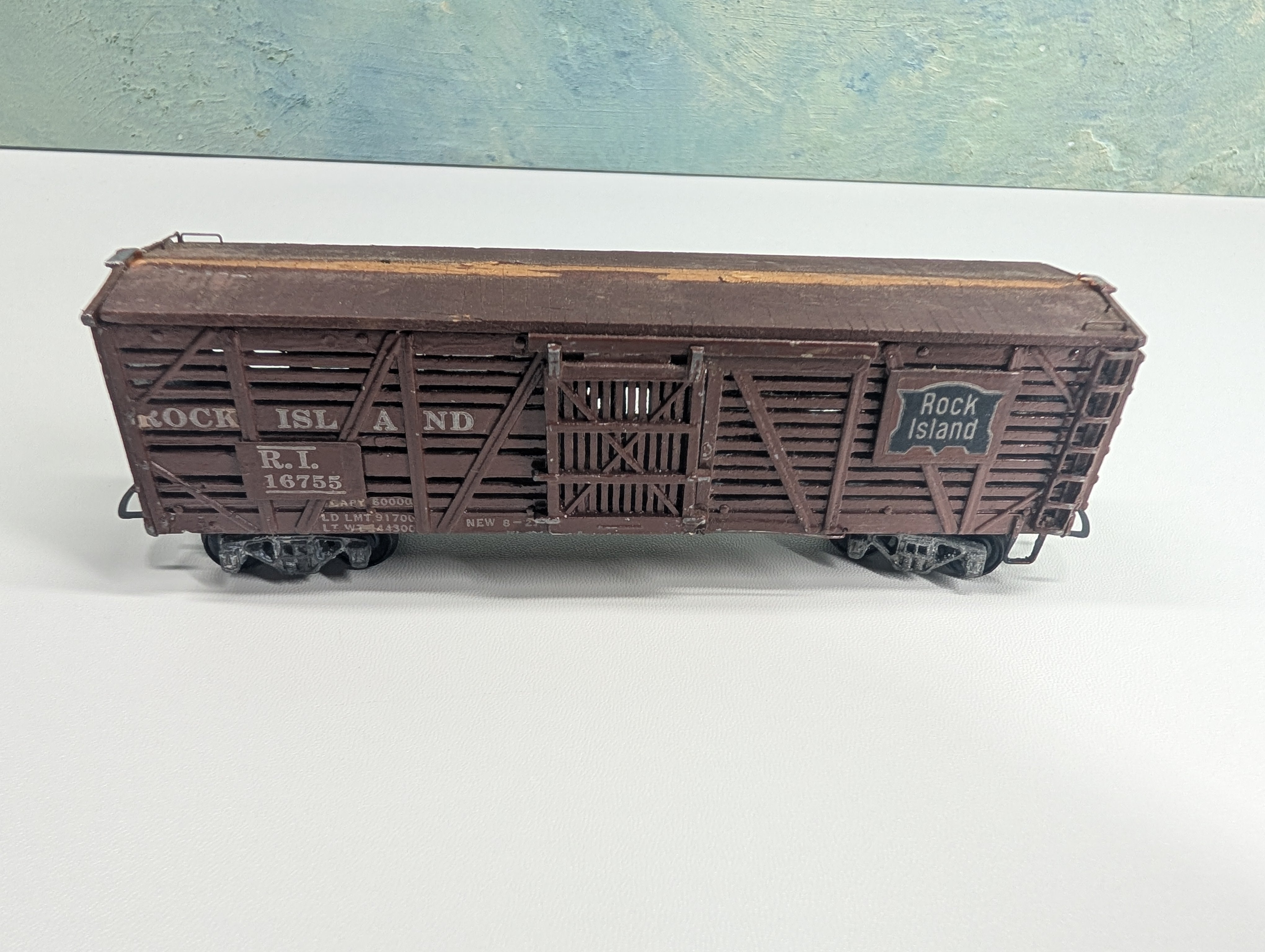 USED HO Scale 41' Cattle Stock Car Real Wood/Metal Rock Island RI #167