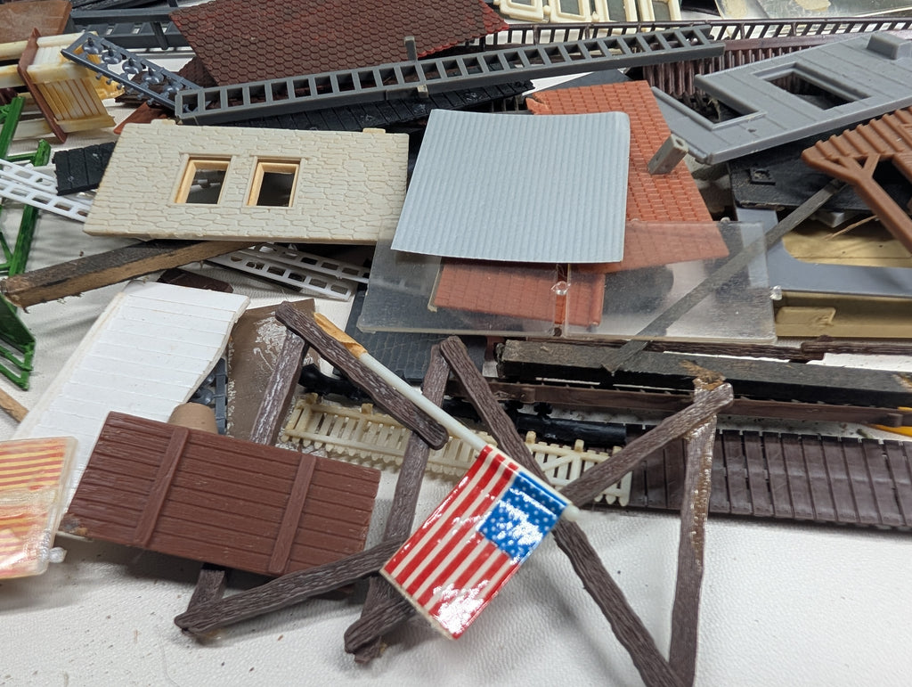 USED HO Scale Large Lot of Model Train Building Parts & Details for Sc