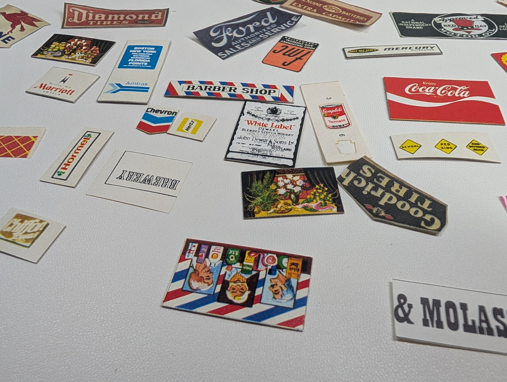 USED HO Scale Billboard Style Decals & Cardboard Cutouts for Layout Si