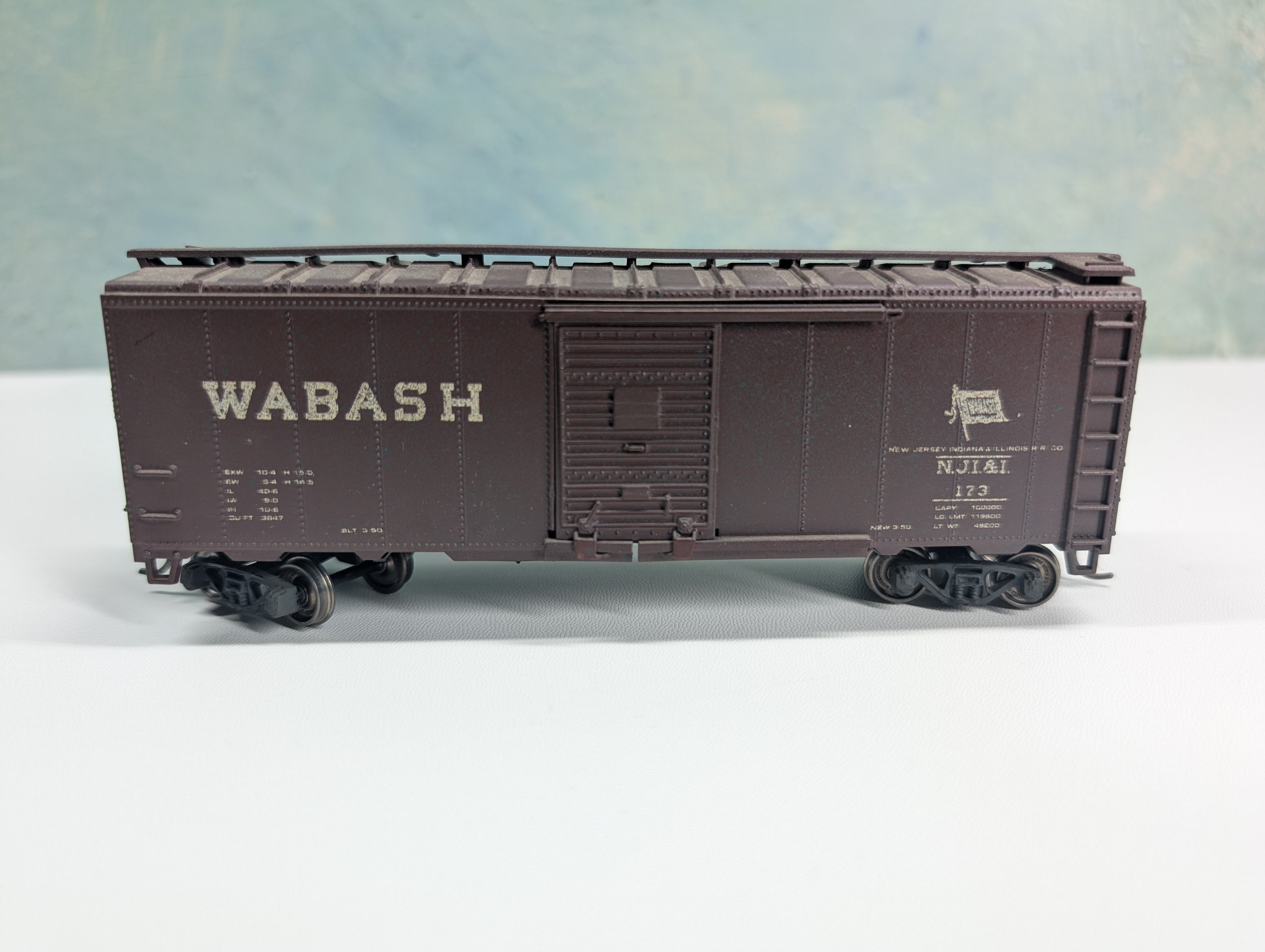 USED Athearn HO Scale 40' Box Car Wabash NJI&I #173 Custom Weathered